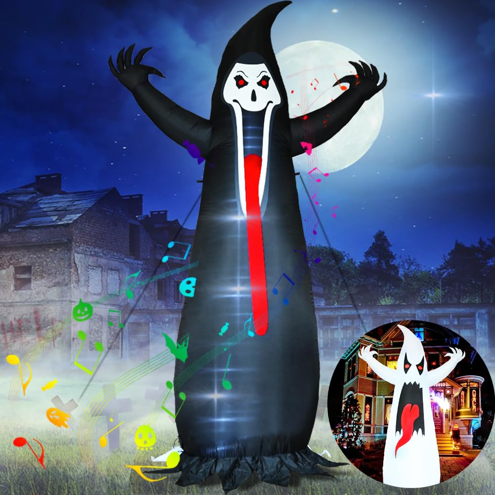 10.3FT Halloween Inflatables Grim Reaper, Spooky Ghost with Sounder ...