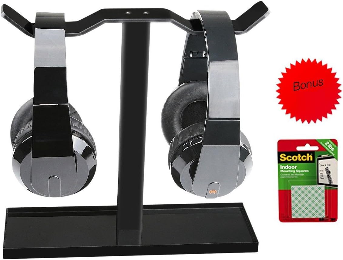 Amazon.com: Dual Multi Headphone Stand For 2 Headphones. Headphone ...