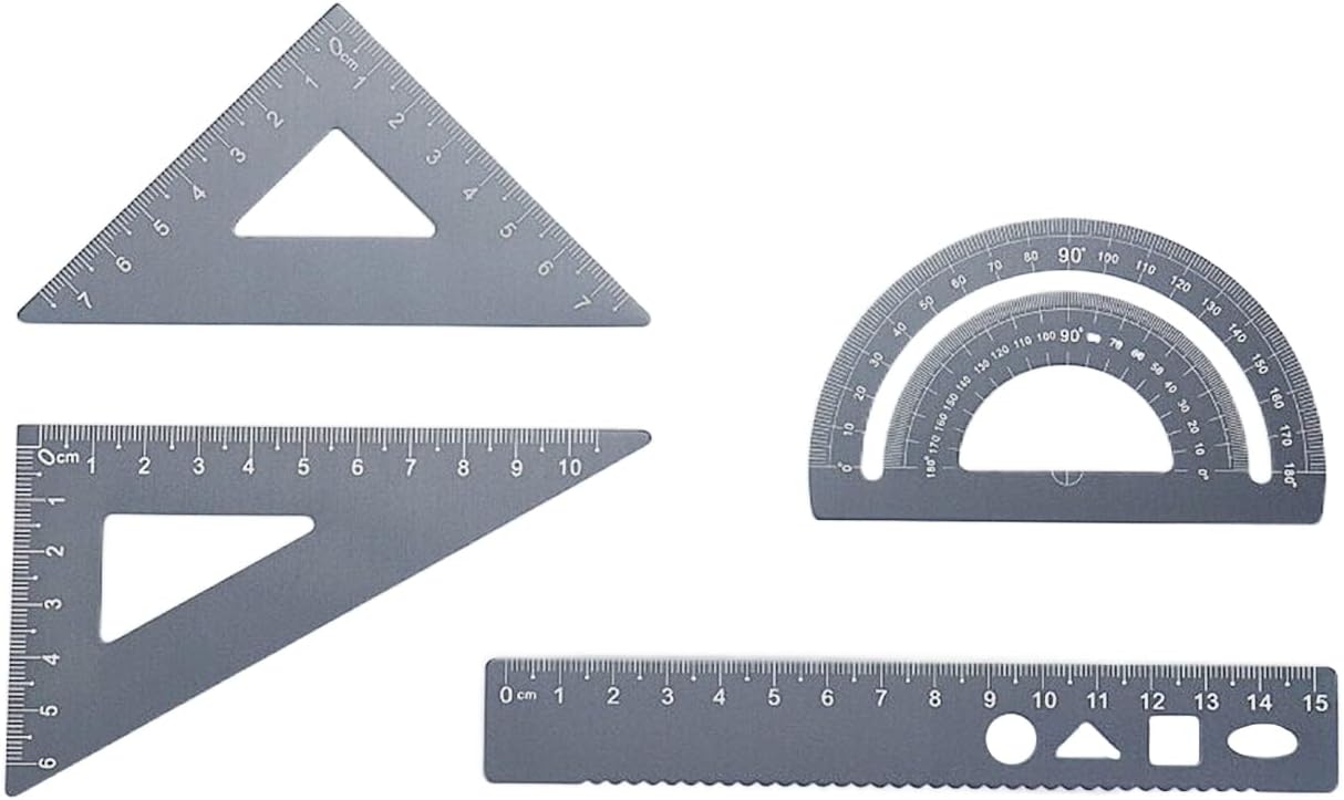 Amazon.com: Tsnamay Black Aluminum Ruler Metal Set Measure Angles and ...
