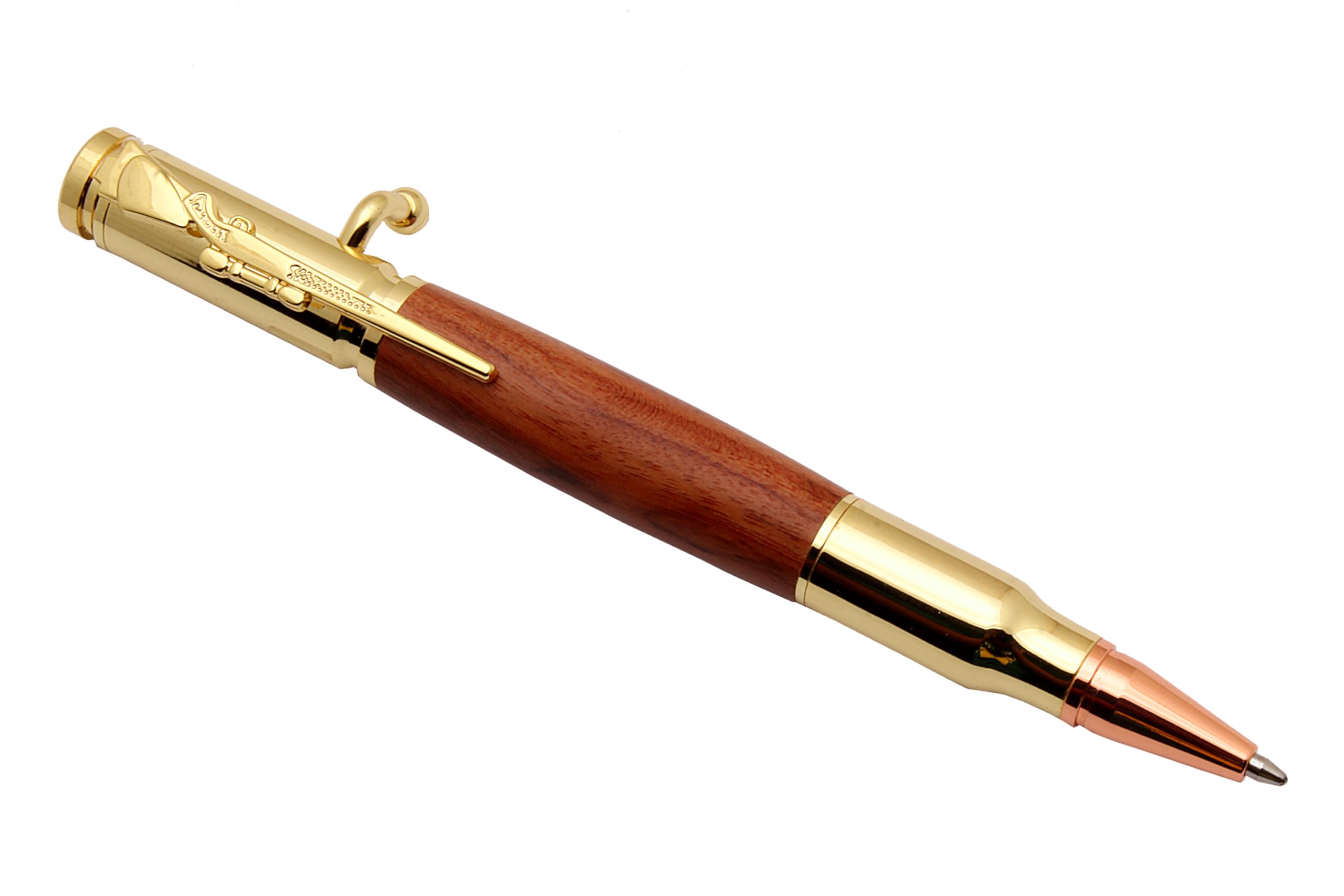 Ledos Rifle Bolt Action Wooden Gun Ball Pen Golden Trims & Blue Refill ...