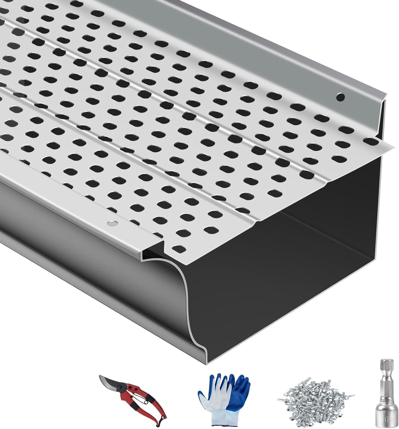 Euker Gutter Guard, 5 inch Aluminum Leaf Filter DIY Gutter Cover, 26 ...