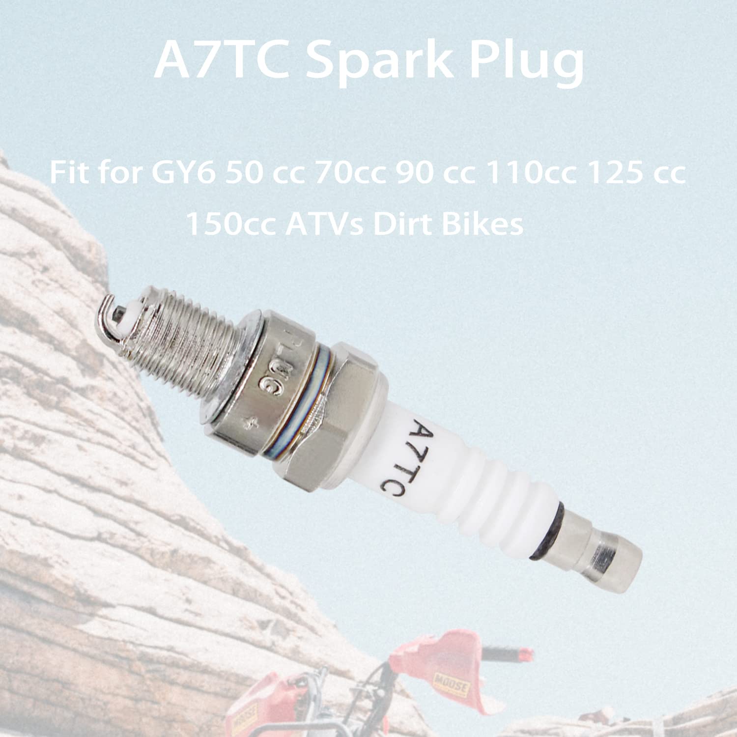 A7TC Motorcycle Spark Plugs PRO BAT A7TC Spark Plugs - 2 Pack For GY6 50cc-150cc Engines, ATVs ...