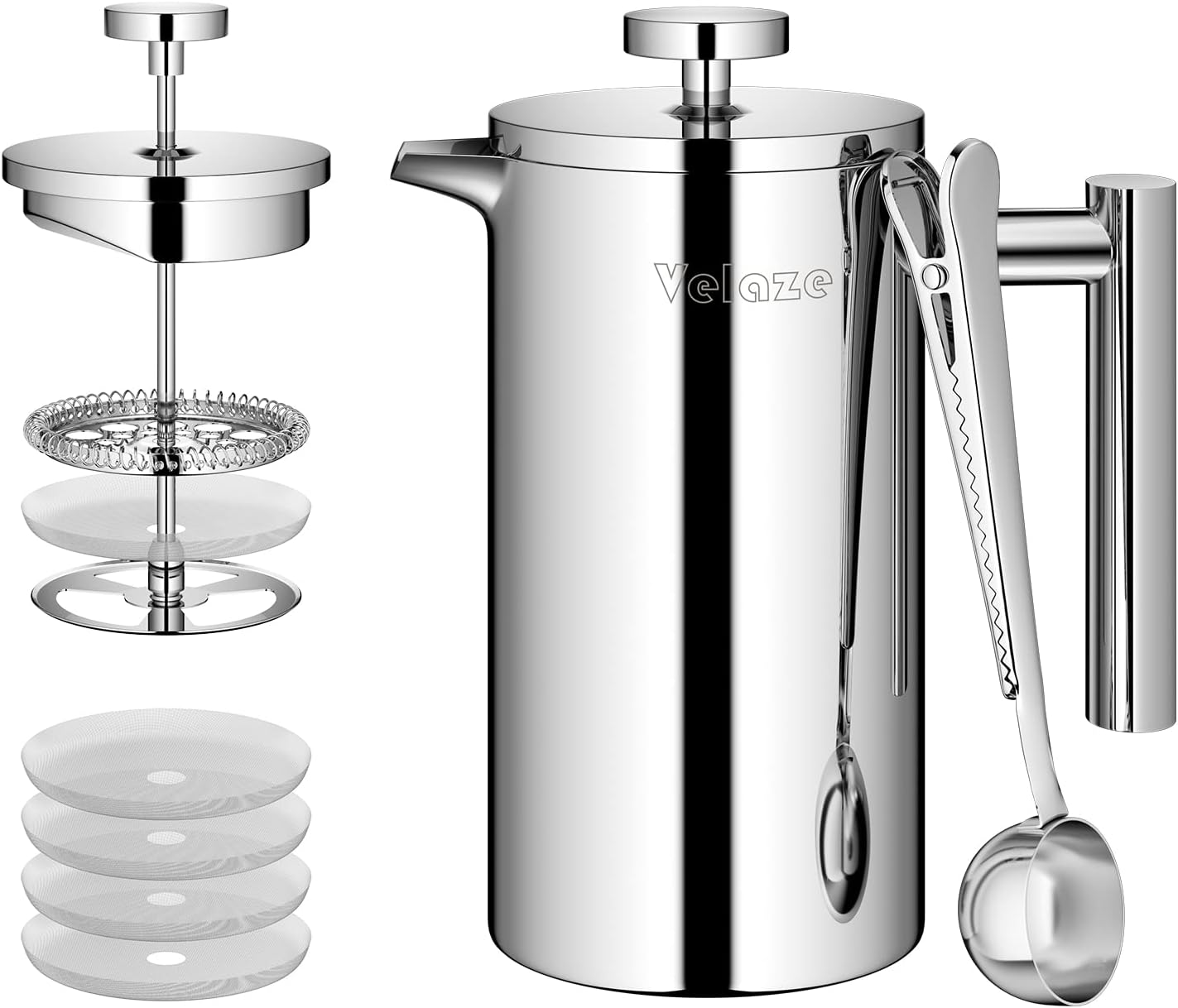 Amazon.de: Velaze French Press Edelstahl Kaffeebereiter, 350ML Kaffeezubereiter für 2-3 Tassen ...