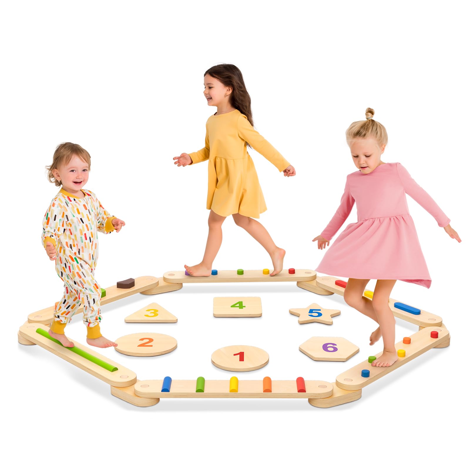 Amazon.com: OOOK Wooden Balance Beams for Kids 3-5 Years, 6 PCS Balance ...