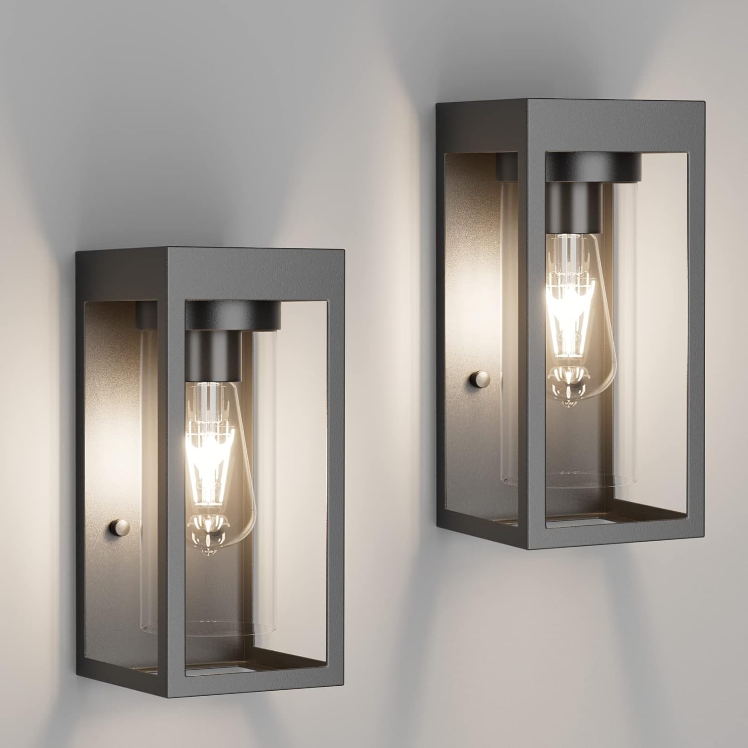 Tipace 2 Pack Black Outdoor Wall Sconce,Exterior Wall Light Fixtures ...