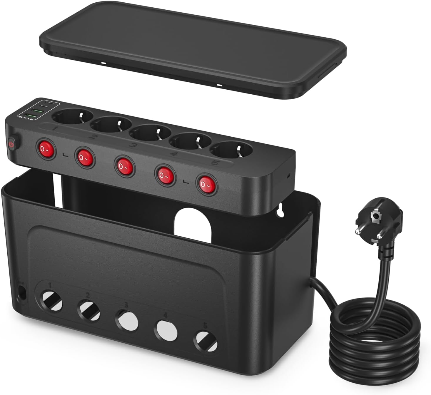 Boite Rangement Cable avec Multiprise USB, Boîte de Rangement pour ...