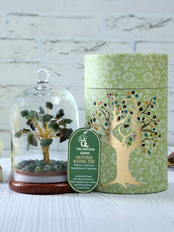 Buy SALVATION GEMS Aventurine Gemstone Crystal Dome Tree, 8X8X12 CM ...