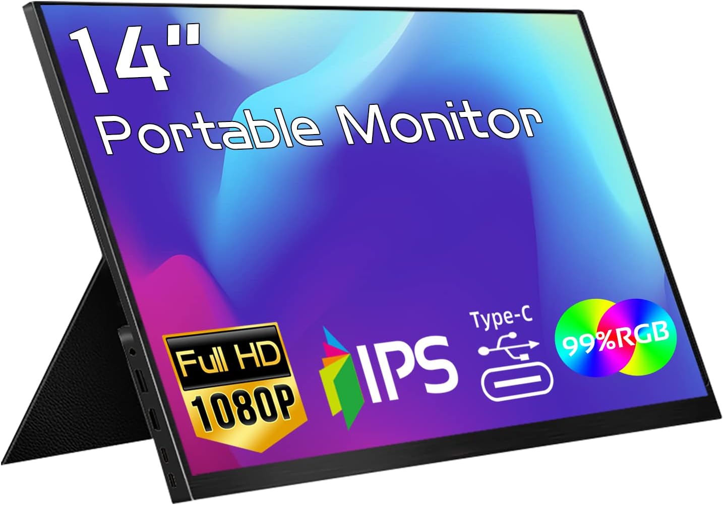 14 Inch USB-C Portable Monitor Kenowa Full HD 1080P IPS Screen Computer ...