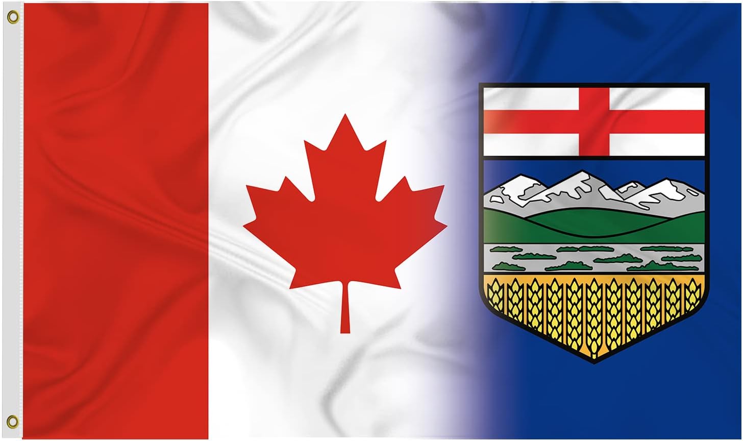 Canada Alberta Flag 3x5 Ft, Made of Glossy Fabric -Silk - Vivid Color ...