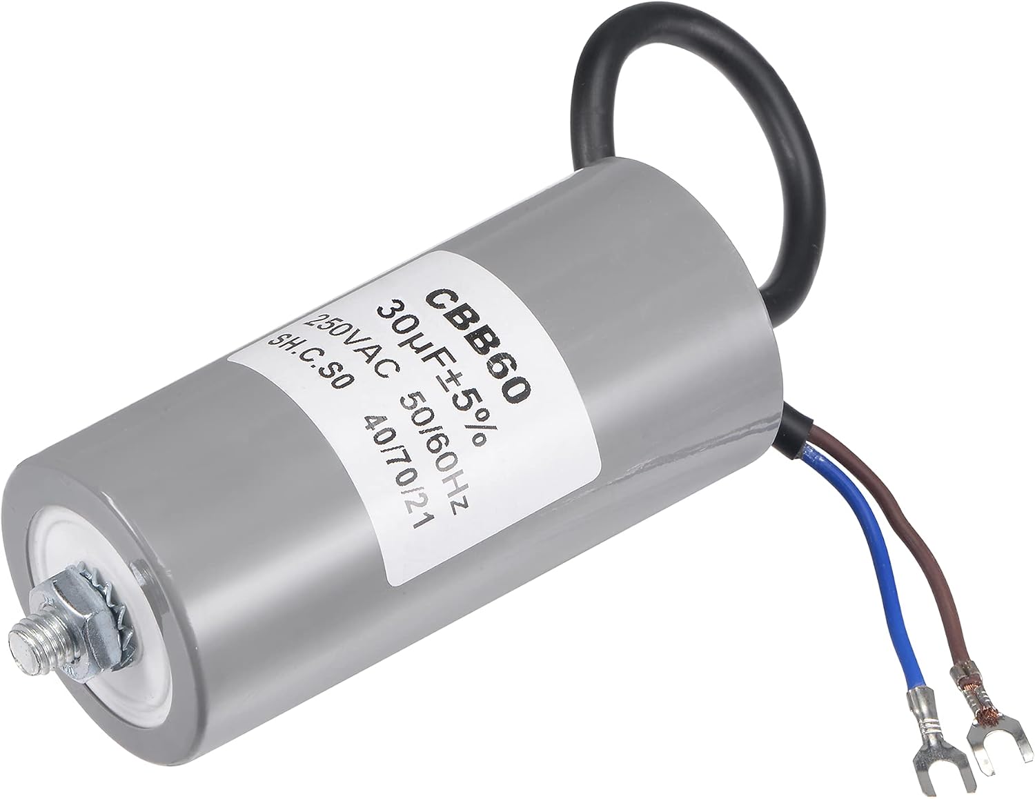 uxcell CBB60 Run Capacitor 30uF 250V AC 2 Wires 50/60Hz Cylinder ...