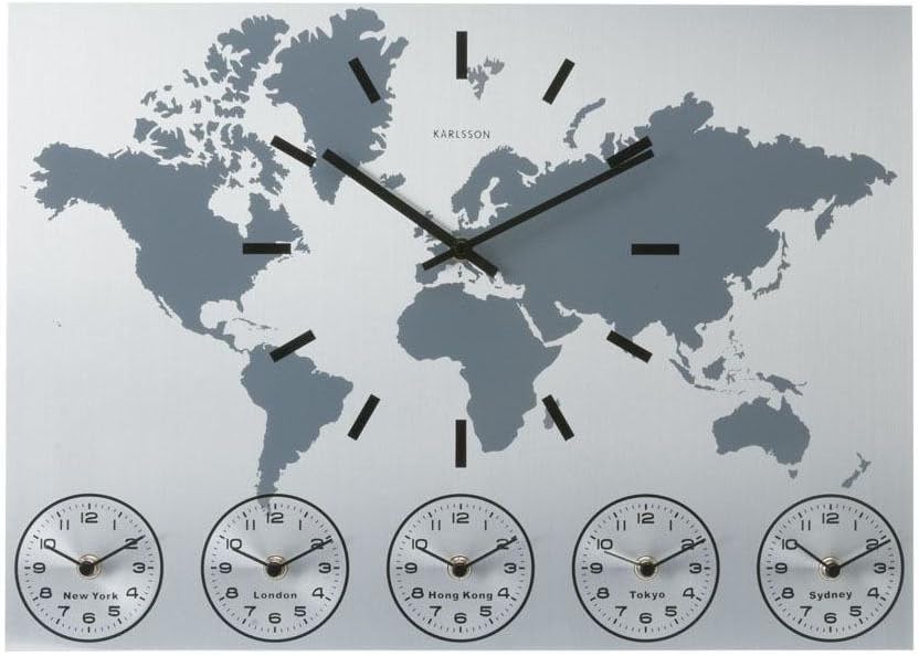 Karlsson Wall Clock Worldtime, Aluminium : BOX32 DESIGN: Amazon.co.uk ...