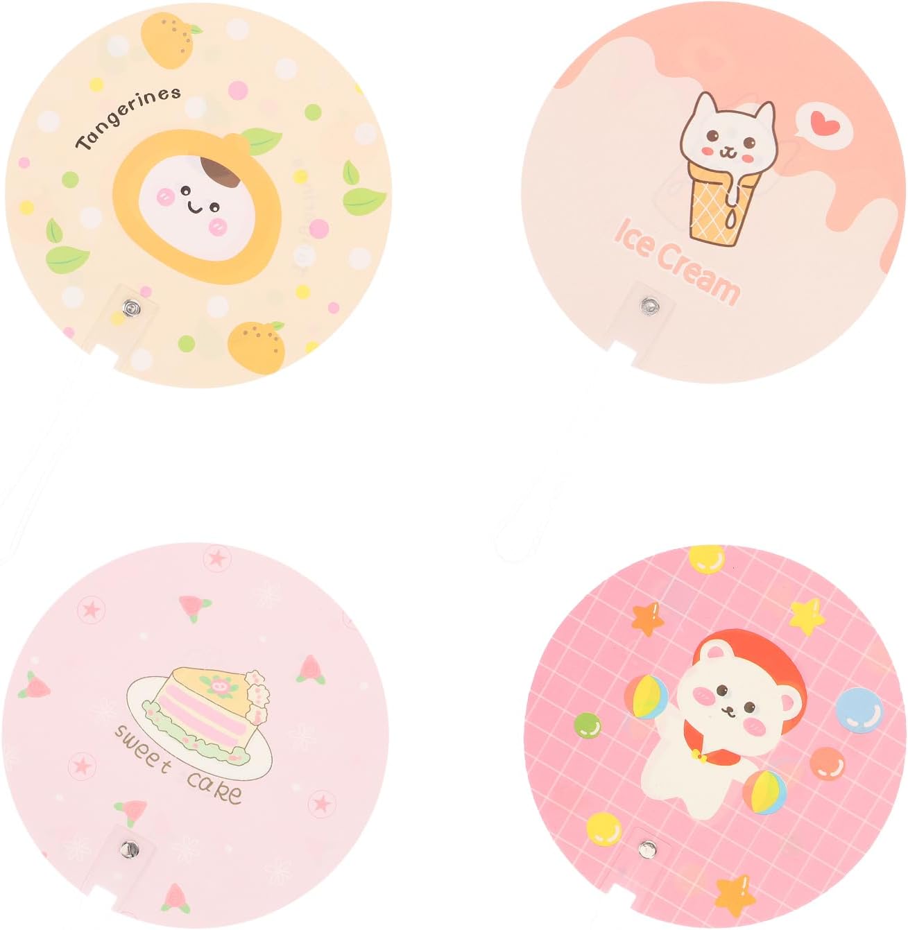 Amazon.com: Toyvian 4Pcs Cute Plastic Round Fan Handheld Round Fold ...