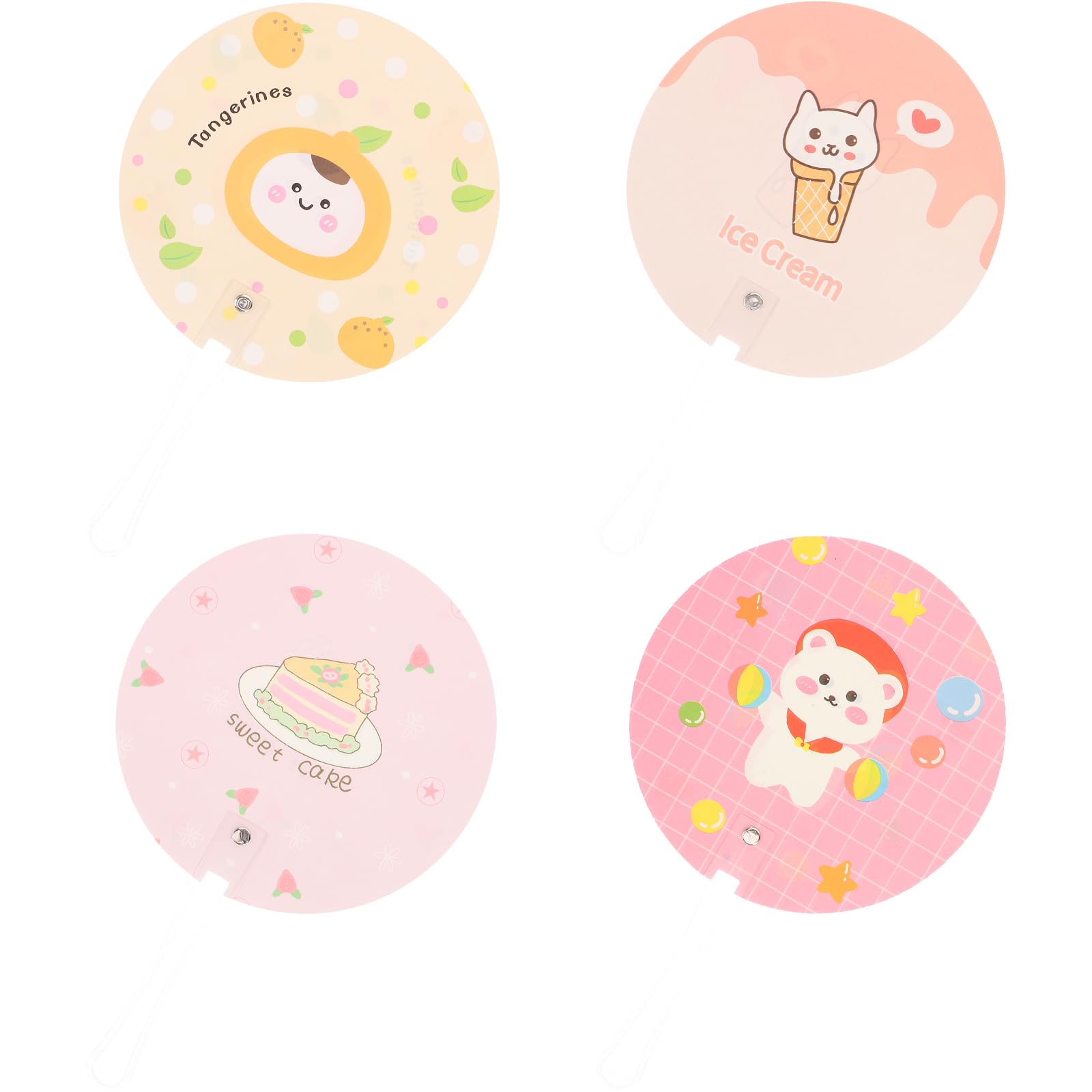 Amazon.com: Toyvian 4Pcs Cute Plastic Round Fan Handheld Round Fold ...