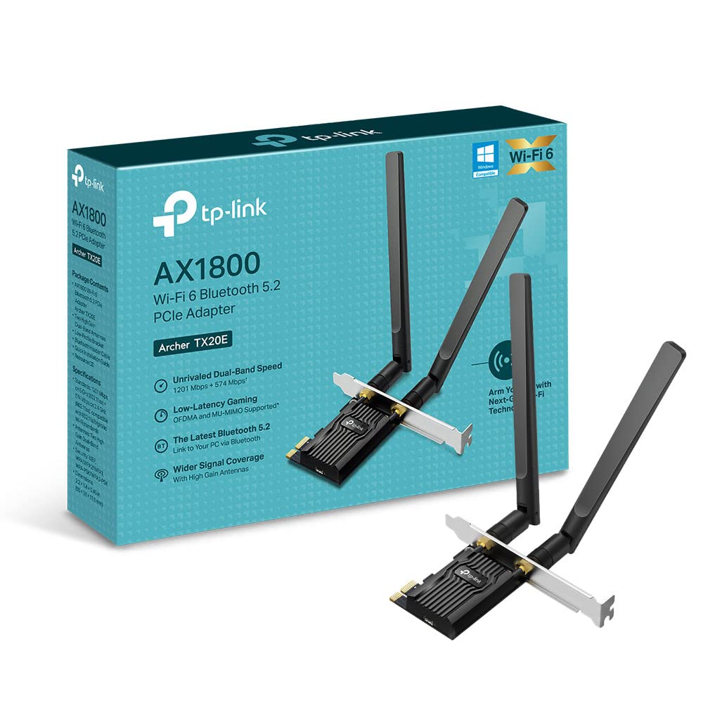 TP-Link AX1800 Wi-Fi 6 Dual Antennas High Gain Bluetooth 5.2 PCIe ...