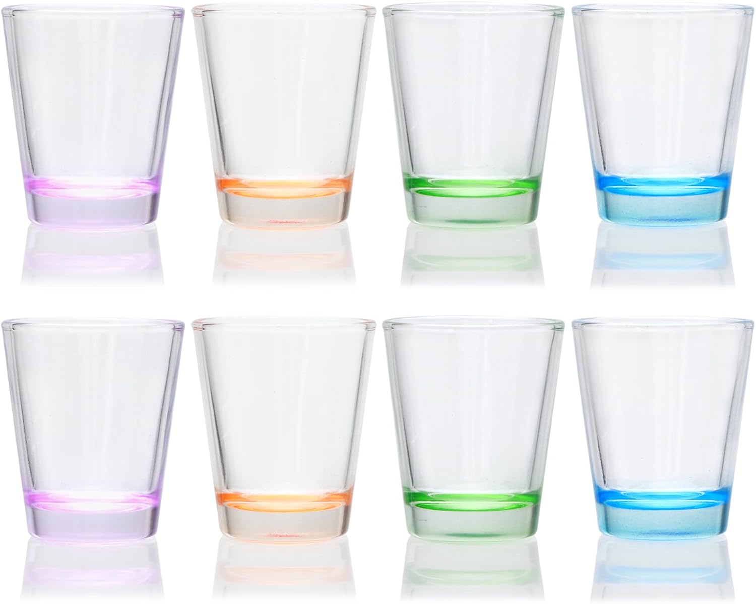 Amazon.com | Encheng Colorful Shot Glasses Set of 8,Round 1.6oz Shot ...