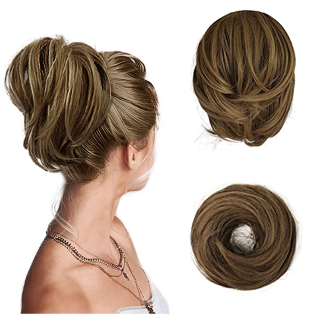 Amazon.com : BARSDAR Hair Bun Ponytail Extension - Fully Short Straight ...