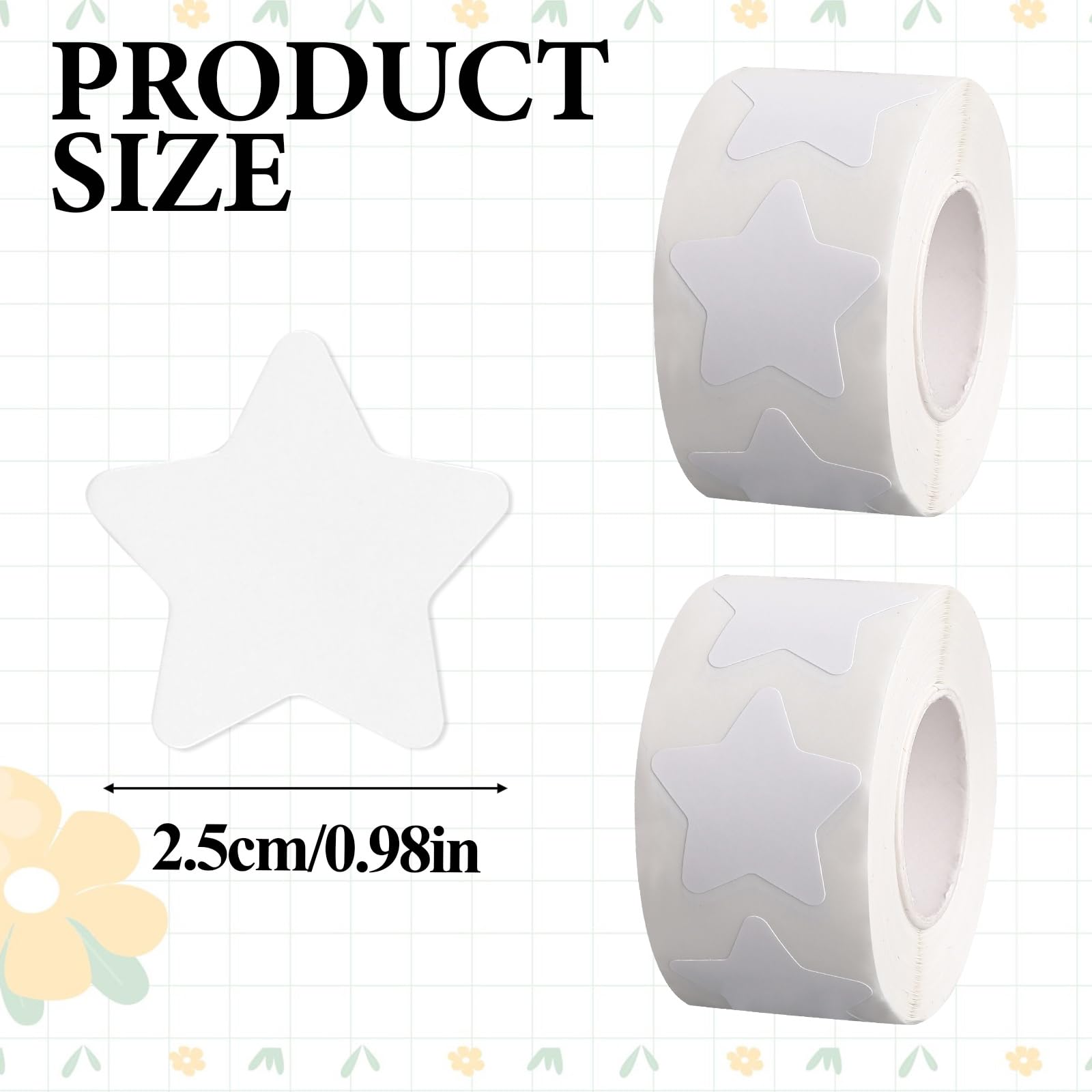 Snapklik.com : 1000 Pcs White Star Stickers Roll, 1 Inch Self-Adhesive ...