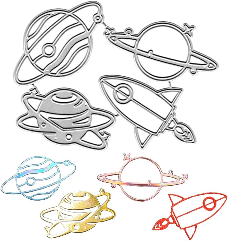 Amazon.com : Metal Space Rocket Universe Planet Die Cuts Cutting Dies ...