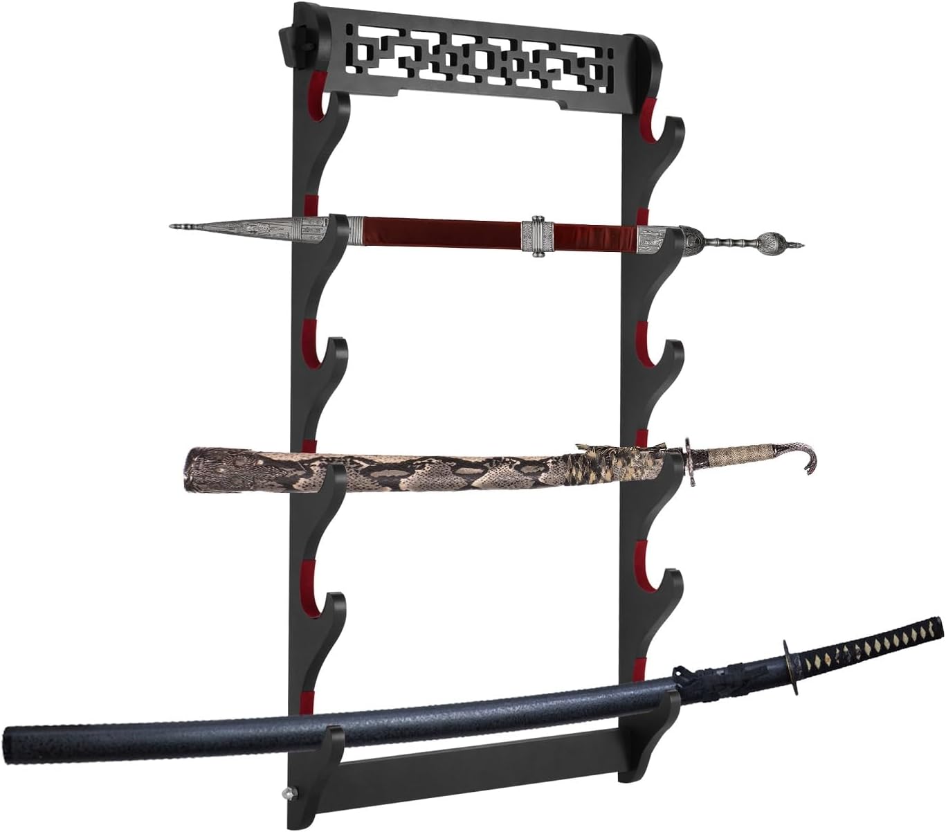 Amazon.com: huyear Katana Holder Wall Mount,Velvet Padded 6 Tier Sword ...