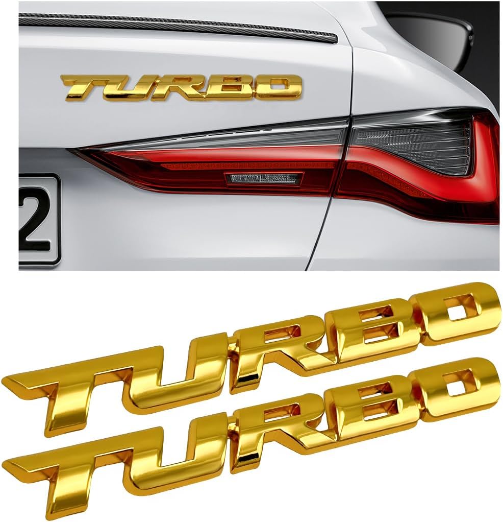 Amazon.com: Dickno 2PCS Turbo Car Emblem Decal, 3D Metal Fender Logo ...