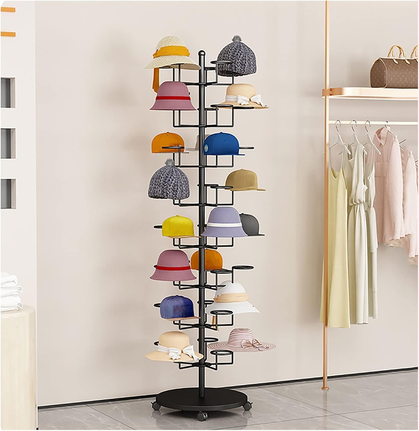 Amazon.com: Commercial Modern Hats Display Rack Rotating Retail Hat ...