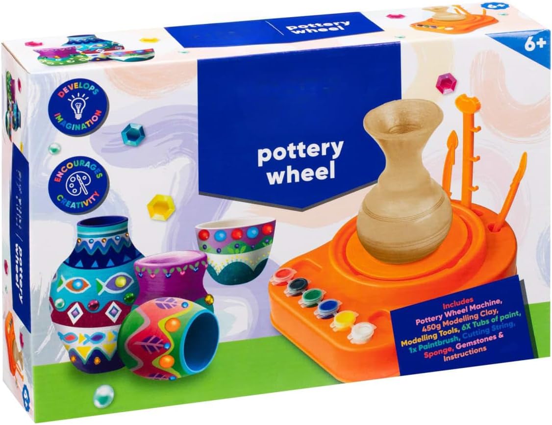 GBS Brothers Kids Pottery Wheel Kit with Clay and Paints – DIY Ceramic ...