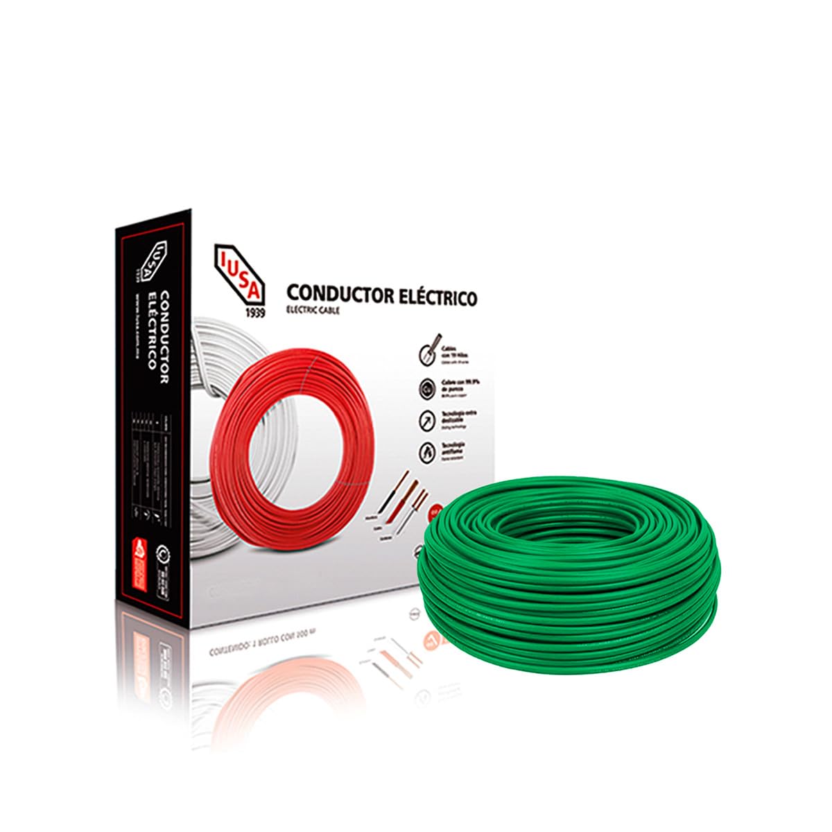 IUSA 399321 Cable Electrico Cal. 14 Color Verde Tipo Thw (1 Hilo ...