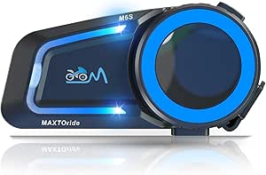 Amazon.com: MAXTO Motorcycle Bluetooth Headset M6S,Mesh Intercom1000M Communication Systems 8 ...