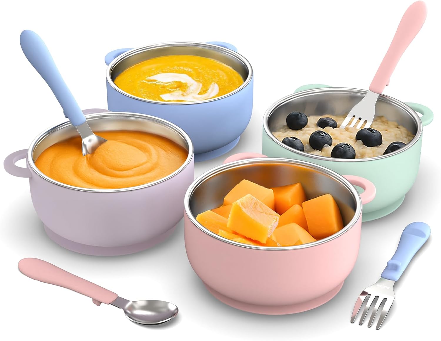 Amazon.com: Bakpoco Suction Toddler Bowls and Feeding Utensils Set, 2 ...
