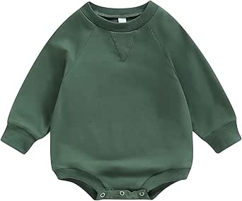 Amazon.com: DNOMAID YZARC Infant Baby Girl Boy Oversized Sweatshirt Romper Solid Crewneck ...