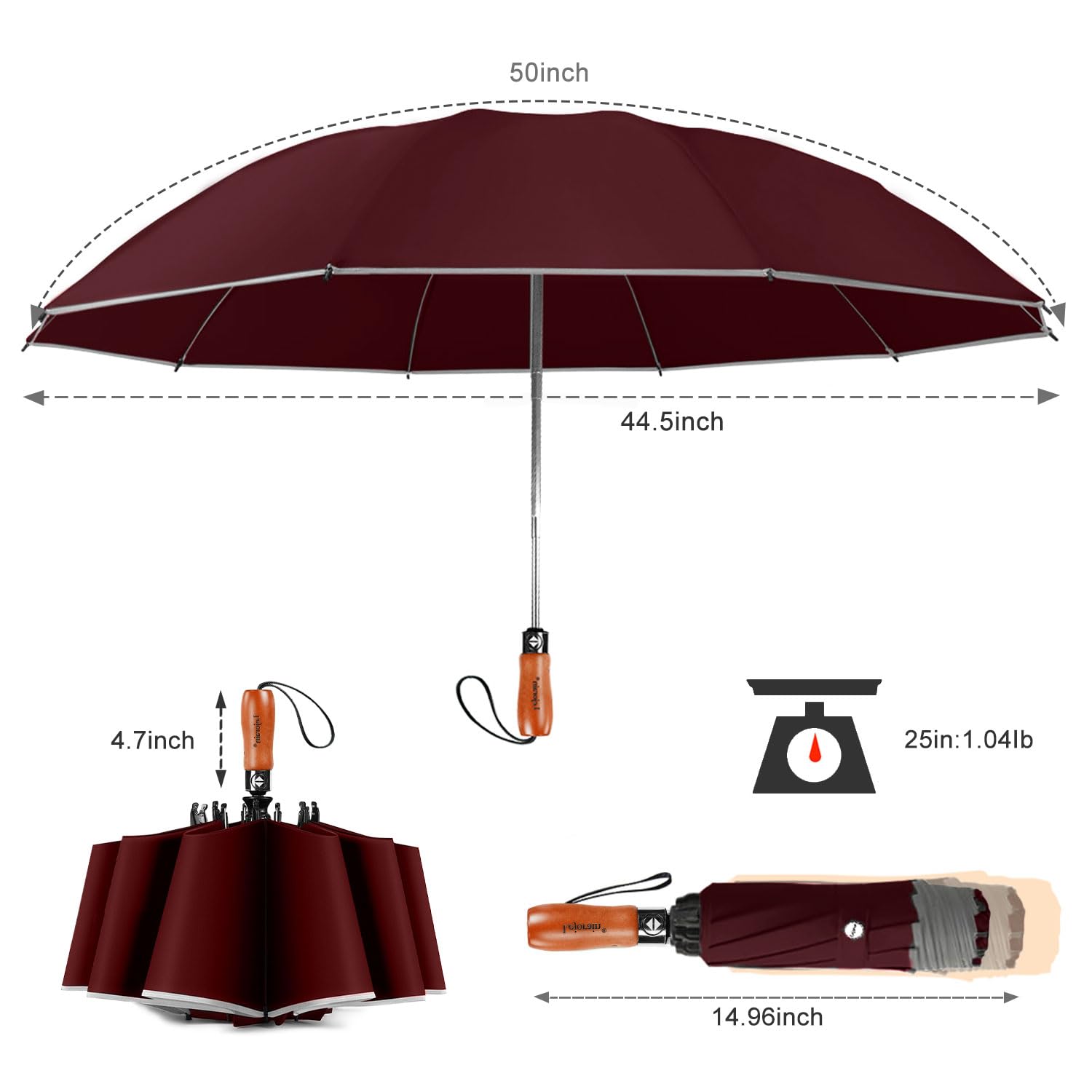 Snapklik.com : Lejorain Large Reverse Umbrella -50 Inch Windproof ...