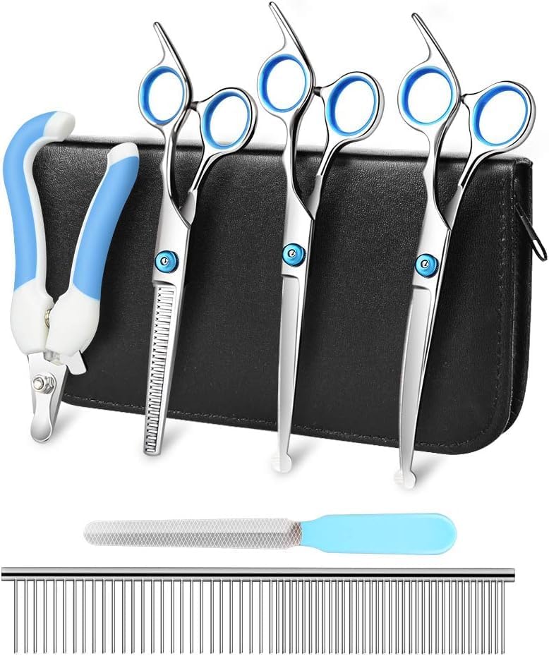Amazon.com: SKEFOLI Professional 6-in-1 Pet Grooming Scissors Set ...