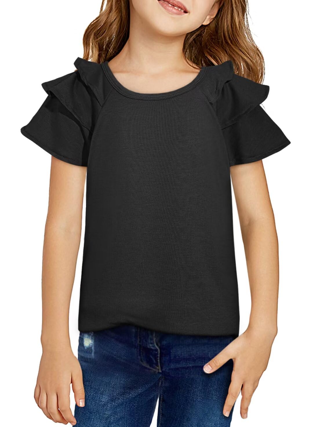 Amazon.com: DOKOTOO KIDS Girls Ruffle Sleeve Shirts Summer Cute ...