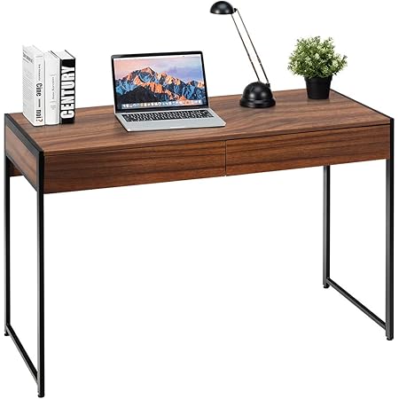 Amazon.com: Caffoz 48" Writing Desk | Study Computer Desk | Brown ...