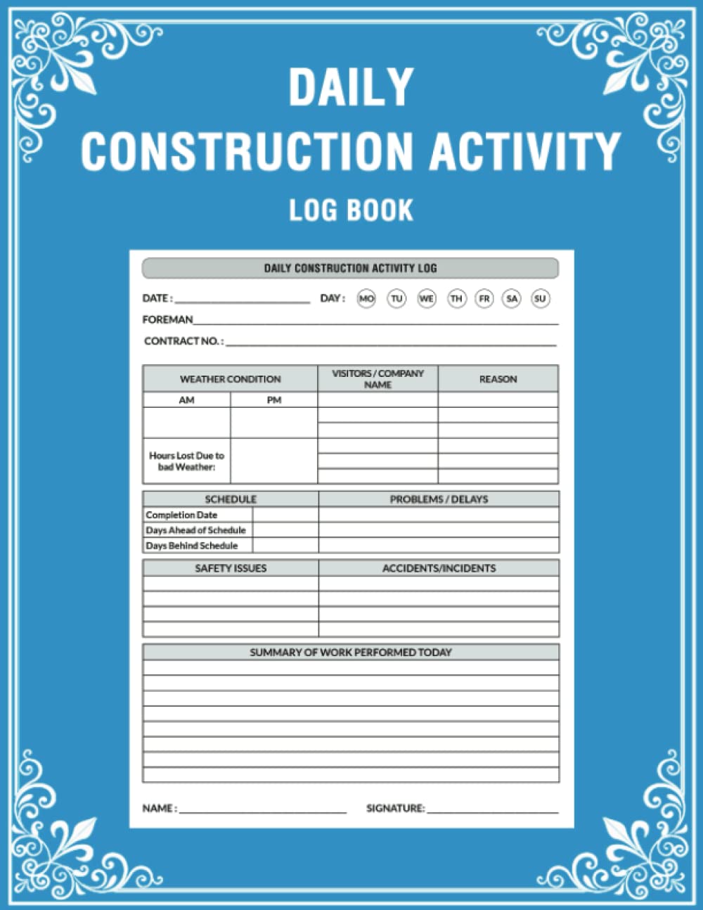 Daily Construction Activity Log Book: Construction Site and Maintenance ...