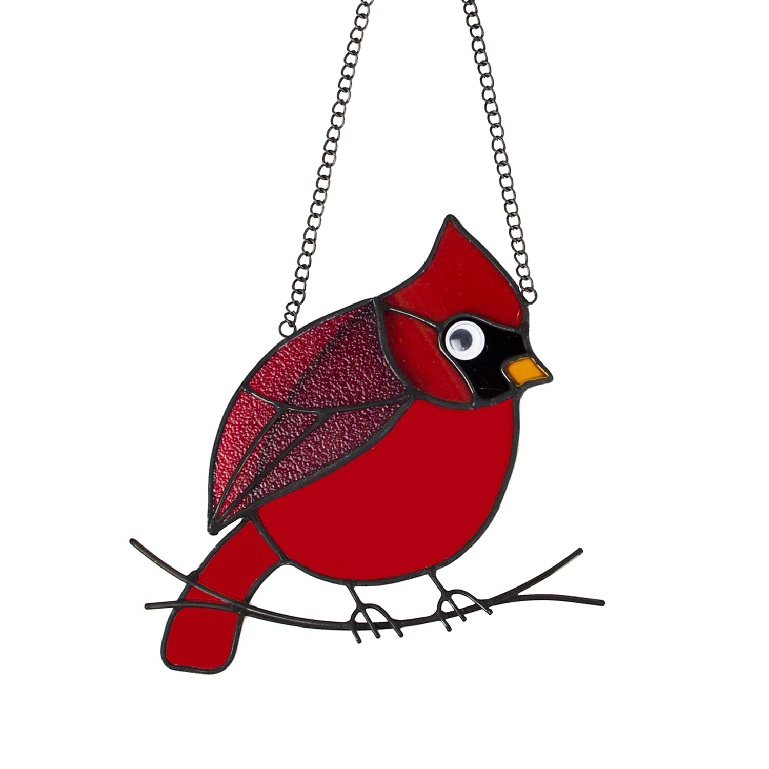 Amazon.com: Cardinal Stained Glass Window Hanging Bird Stained Glass ...
