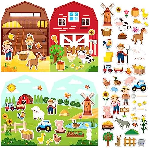 Amazon.com: Whaline 252Pcs Farm Animal Stickers for Kids Cute Farm ...