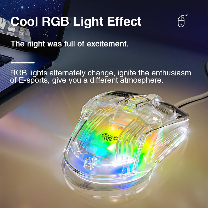 Snapklik.com : S80 Transparent Mouse,6 Adjustable DPI 7200 Wired Gaming ...
