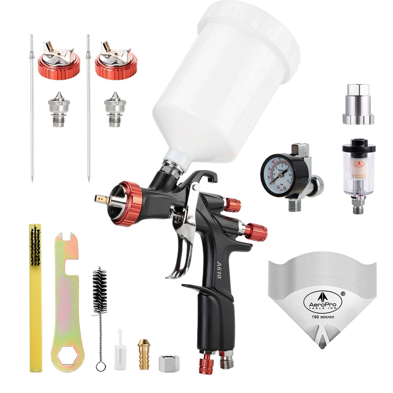 Amazon.com : AEROPRO Tools A610 Spray Gun Kit & Water Oil Separator ...