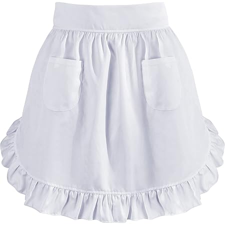 Amazon.com: White Aprons for Women Waist Aprons with Pockets Half Apron ...