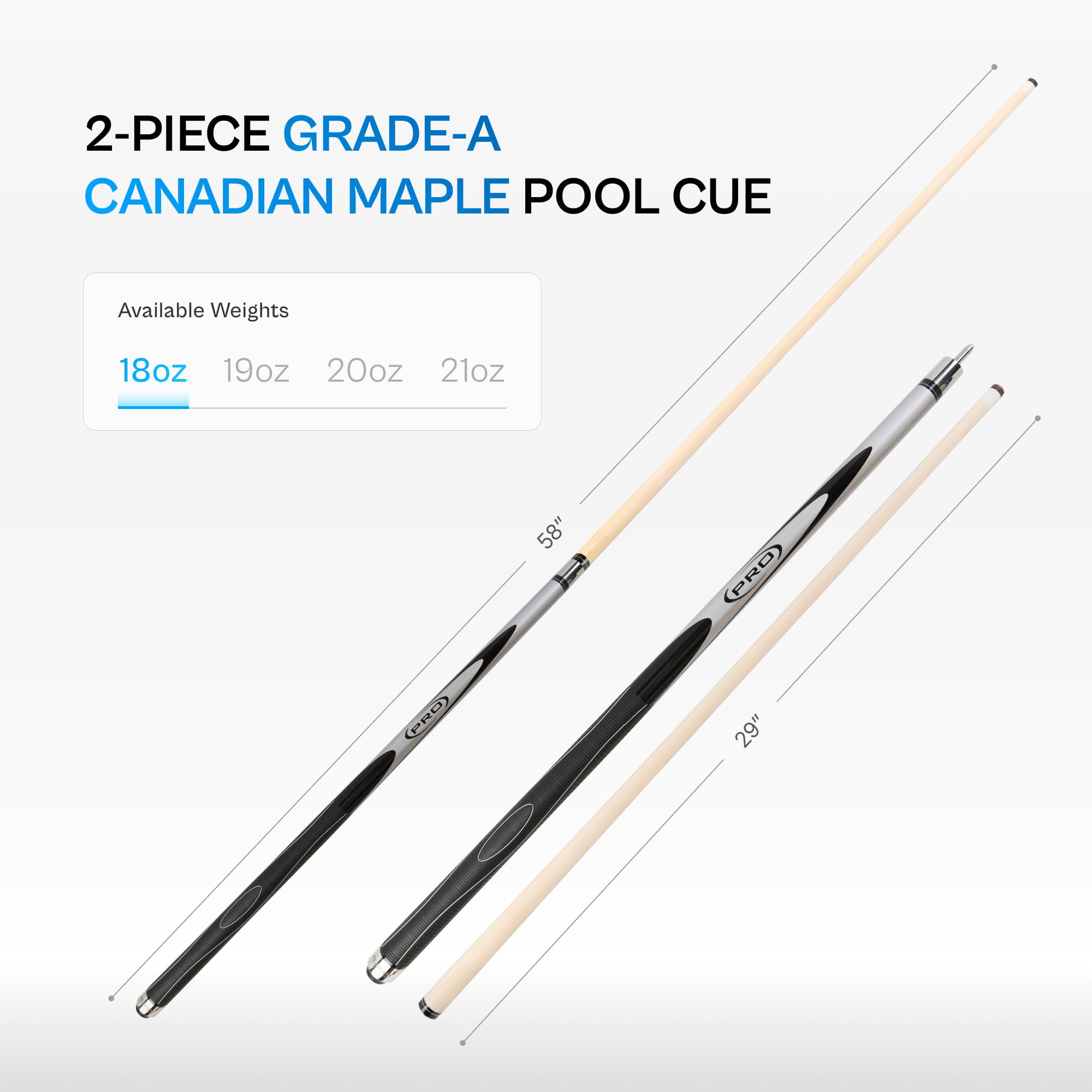 Snapklik.com : Cues Pro Series Pool Cue 58” Maple Wood Cue Stick, Low ...