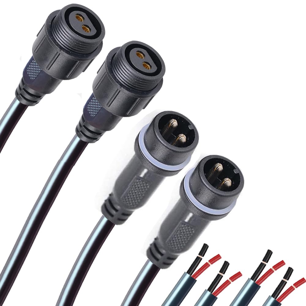 Amazon.com: YETOR Waterproof Connectors 2 Wire,12AWG Male Female Plug LED Connector with 2Pin ...