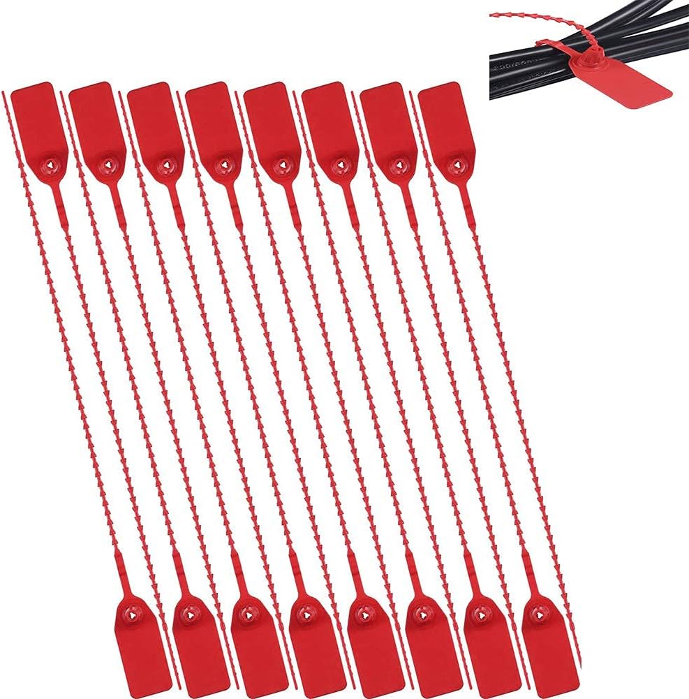 Amazon.com: 200 Pack Red Plastic Security Seal Pull Tie Tags - Secure ...