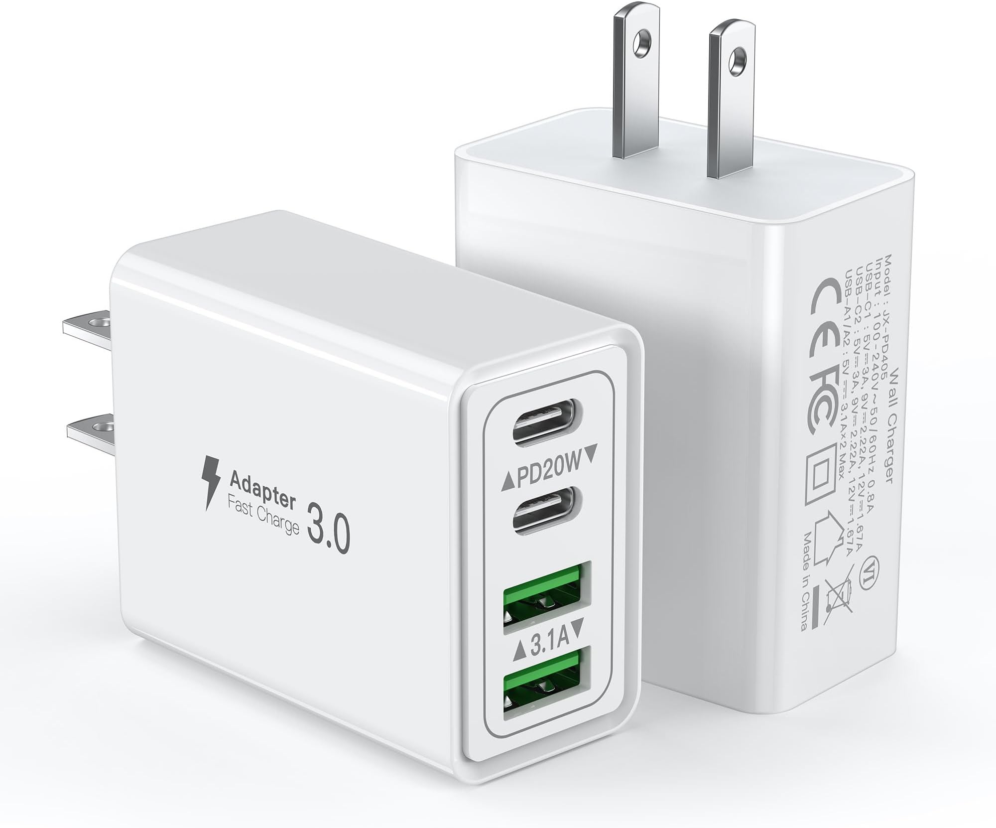 USB C Charger Block, PD 40W Fast Charging 4 Port Wall Charger ...