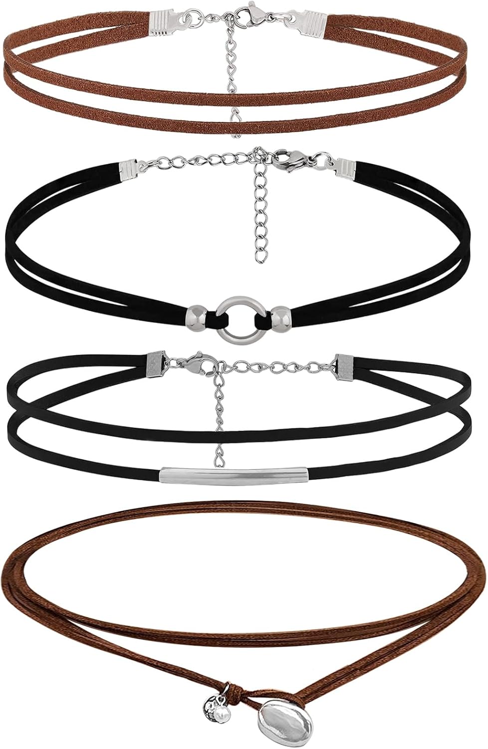 Amazon.com: 4 Pcs Necklaces Black Leather Choker Set, Classic Gothic ...
