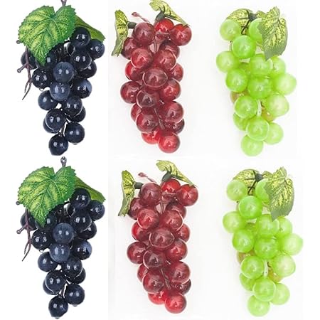 Amazon.com: HENGSINGMA 3 Bunches Fake Grapes Fake Fruit, Lifelike ...