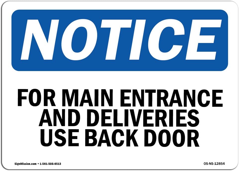 Amazon.com: OSHA Notice Signs - for Main Entrance and Deliveries, Use ...