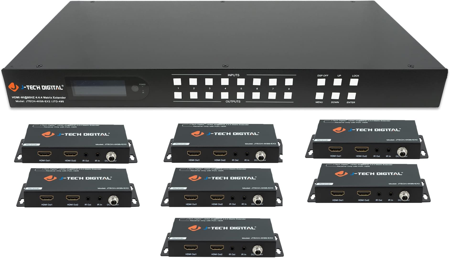 Amazon.com: J-Tech Digital 8x8 HDMI Matrix Switch Extender 4K 60Hz 4:4: ...