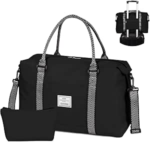 Amazon.com: ESMNOAN Black Travel Duffle Bag,Waterproof Weekender bag,Carry On,Sport Gym Bag for ...