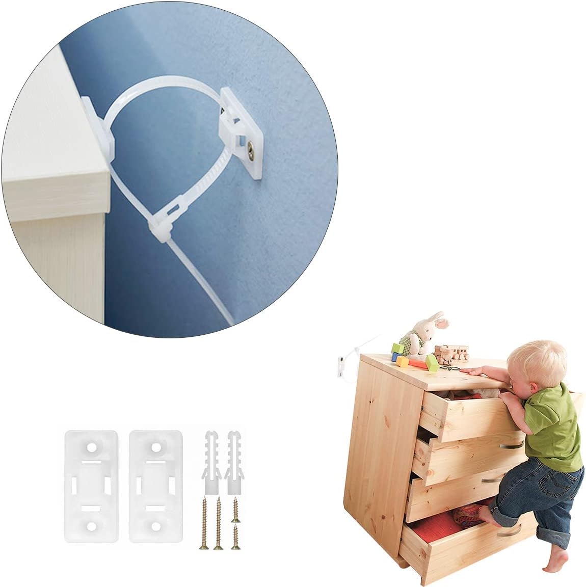 Amazon.com: 12 PCS Furniture Anchors for Baby Proofing Anti Tip Child ...